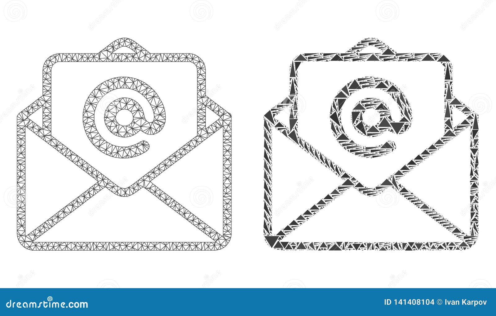 Polygonal Wire Frame Mesh Open E-Mail and Mosaic Icon Stock Vector ...