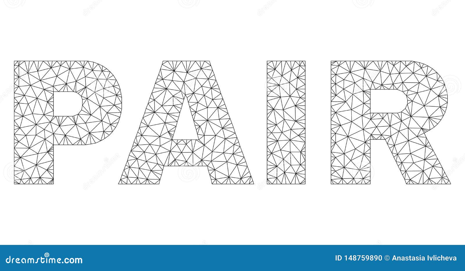 Polygonal Carcass PAIR Text Tag Stock Vector - Illustration of mesh ...