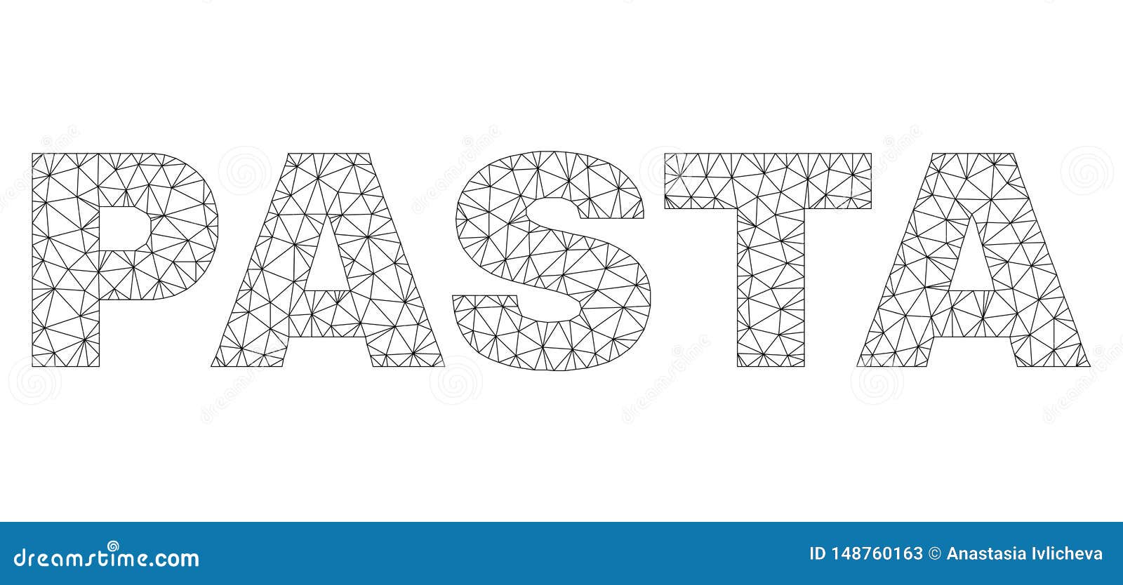 Polygonal 2D PASTA Text Caption Stock Vector - Illustration of modeling ...