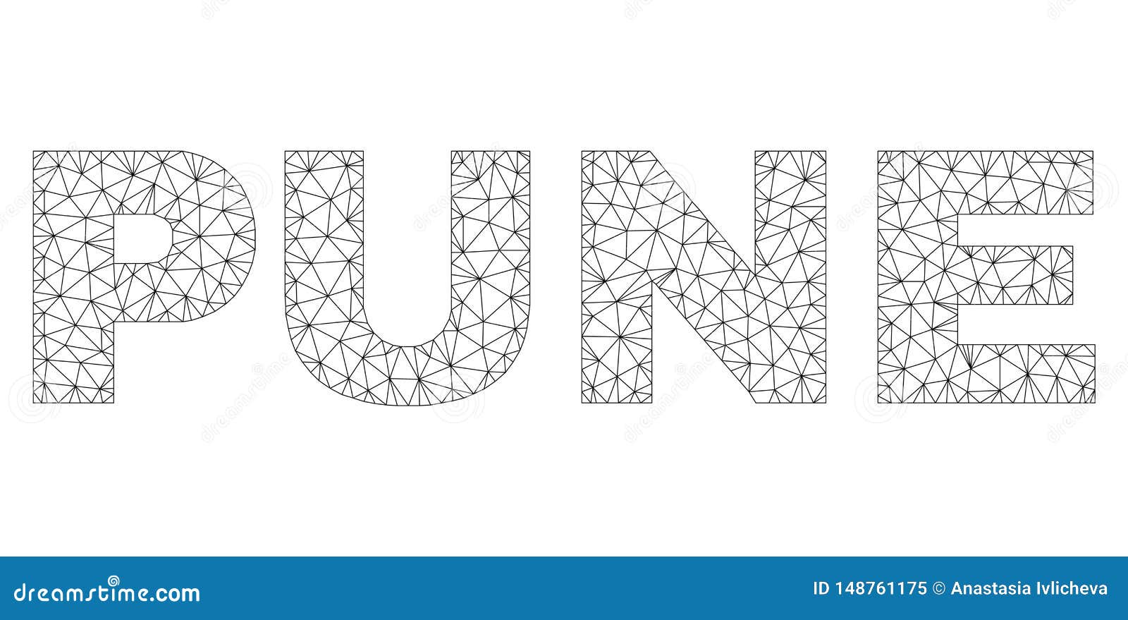 Polygonal Wire Frame PUNE Text Tag Stock Vector - Illustration of label ...