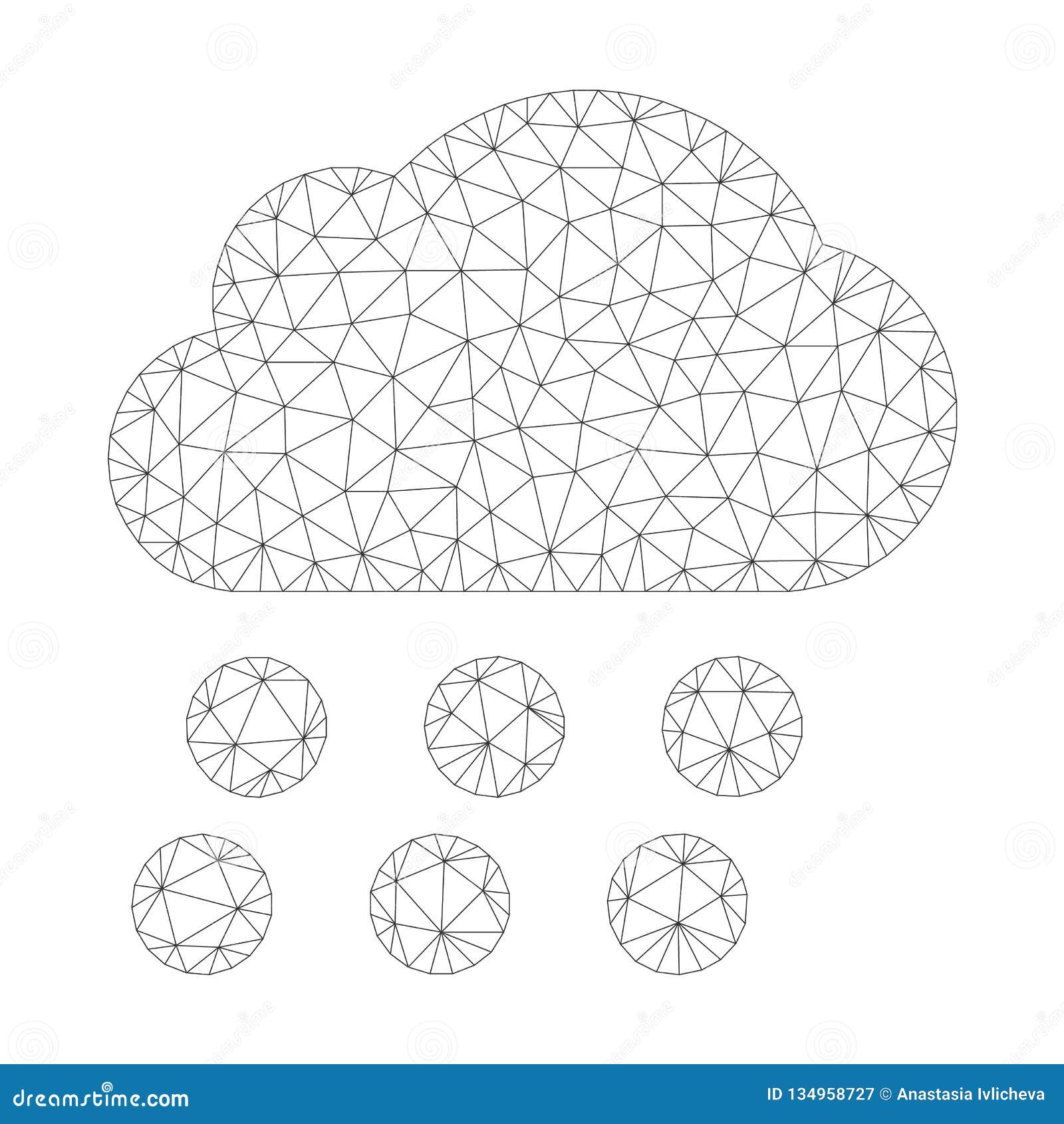 Mesh Vector Rain Cloud Icon Stock Vector - Illustration of contour ...