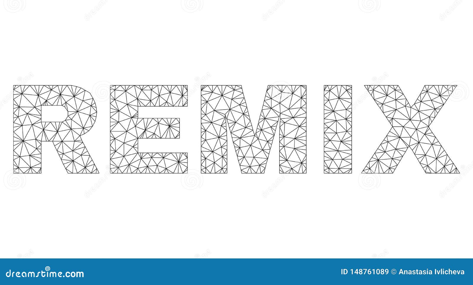 Polygonal Carcass REMIX Text Label Stock Vector - Illustration of ...