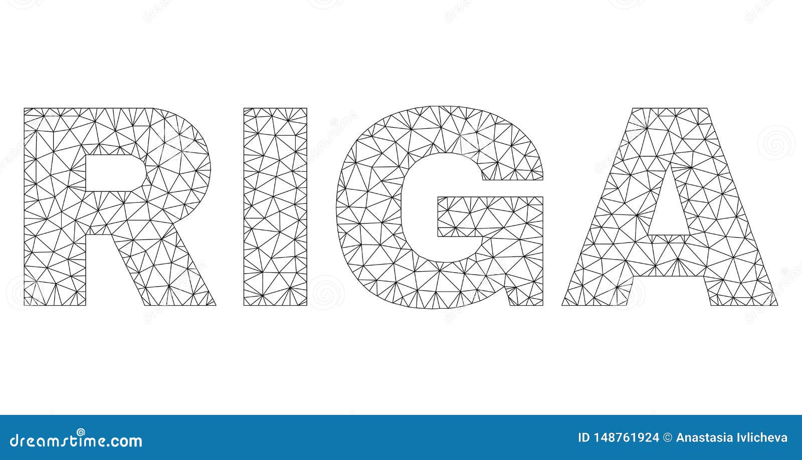 Polygonal Wire Frame RIGA Text Caption Stock Vector - Illustration of ...