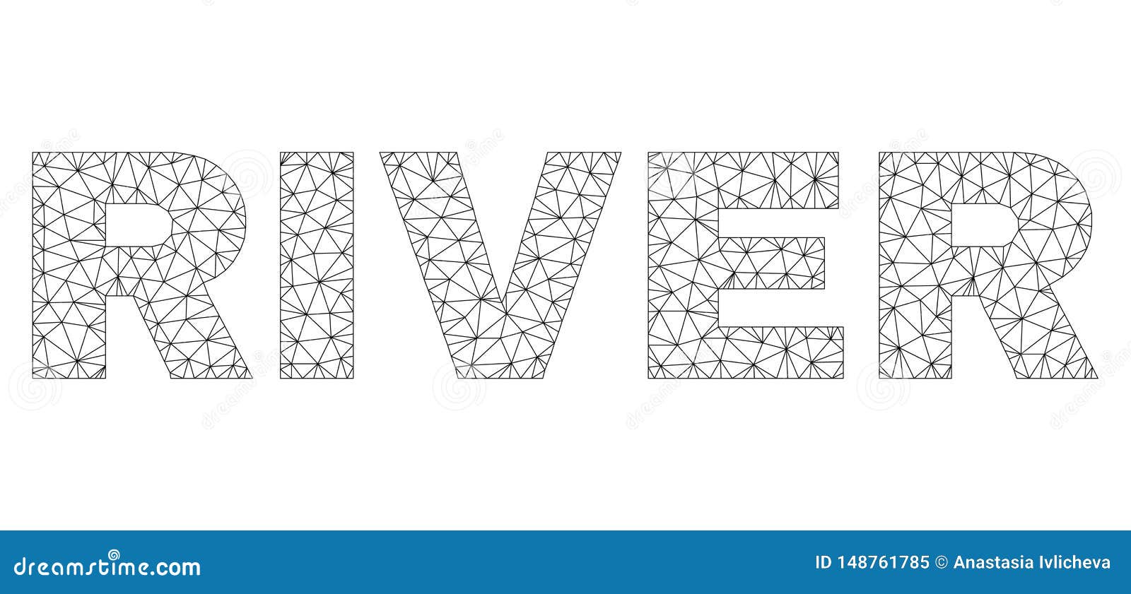 Polygonal Network RIVER Text Label Stock Vector - Illustration of mesh ...