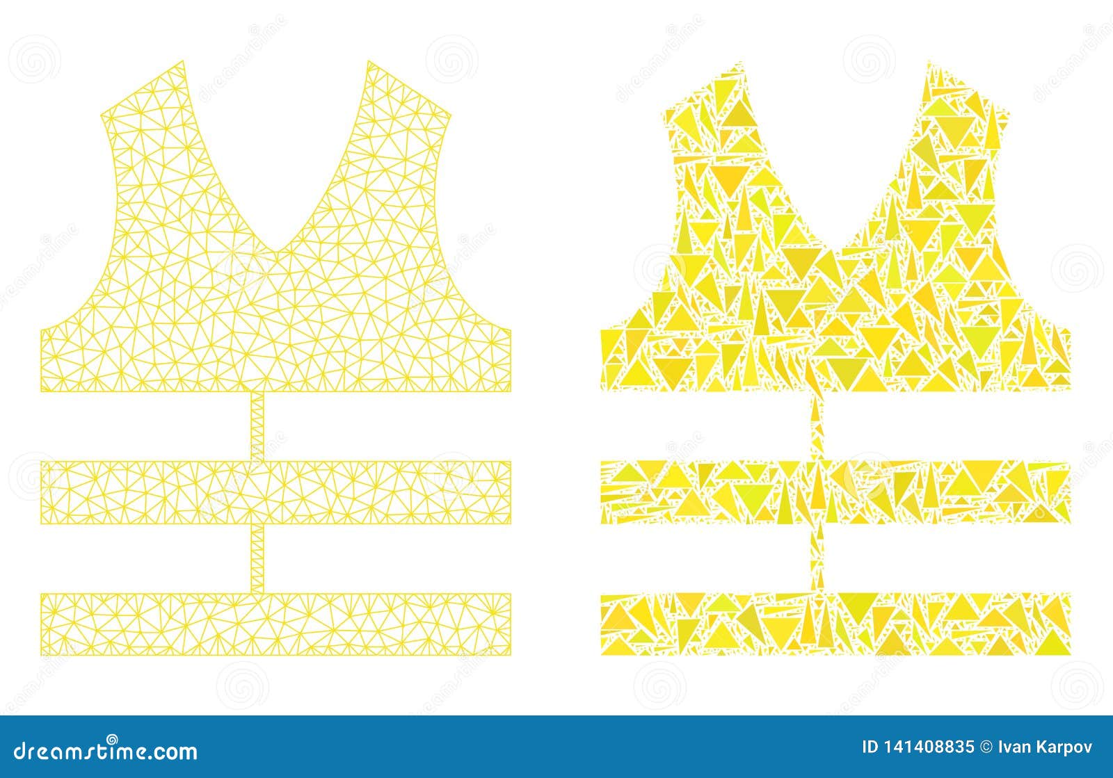 Polygonal Wire Frame Mesh Safety Vest and Mosaic Icon Stock Vector ...