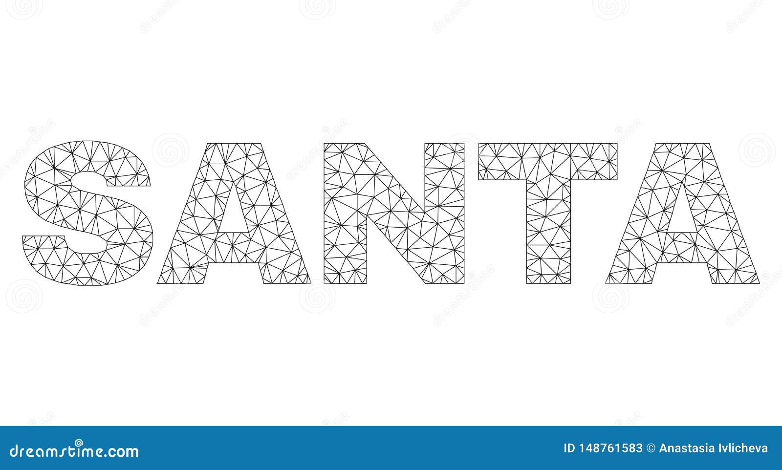 Polygonal Network SANTA Text Caption Stock Vector - Illustration of ...