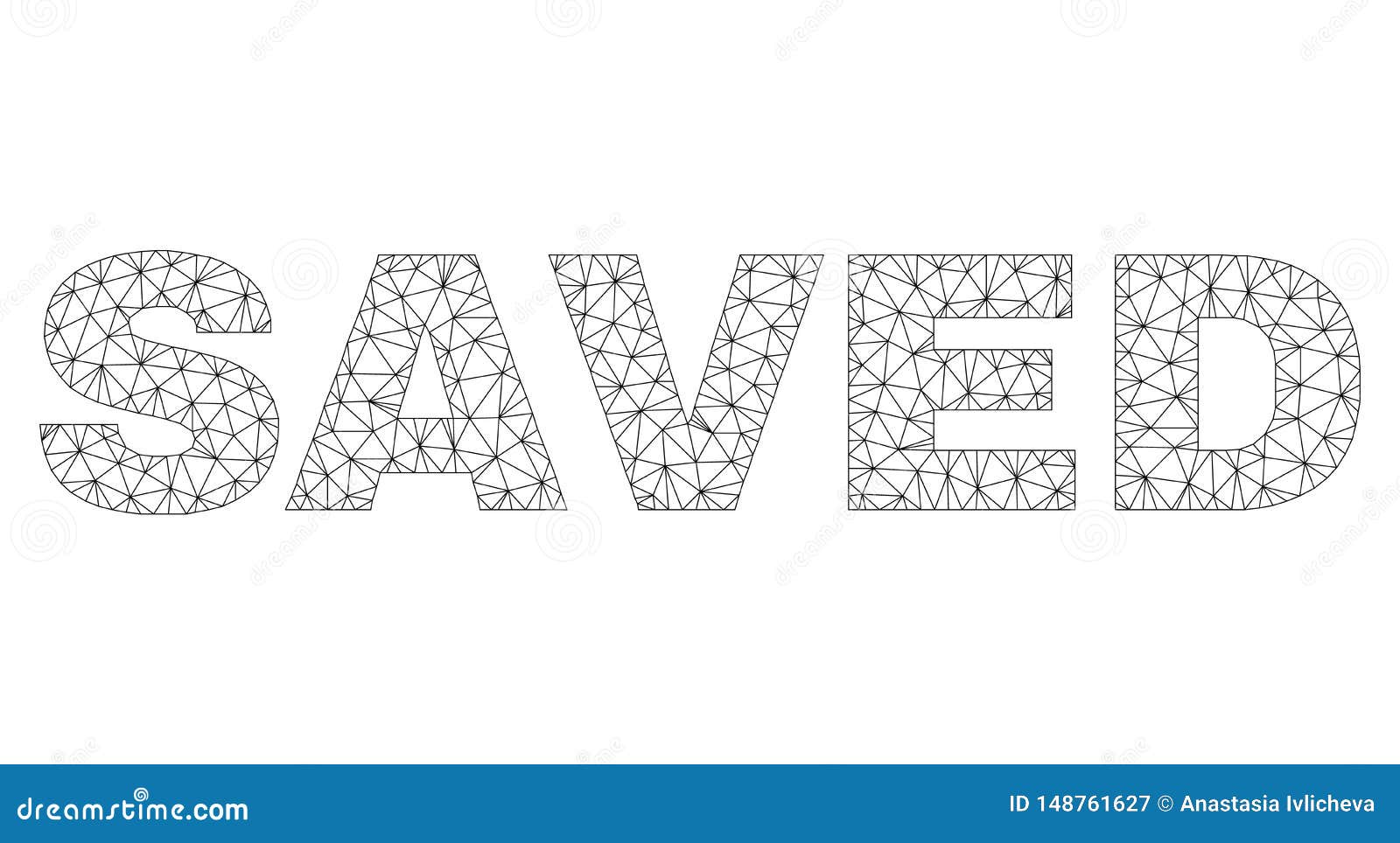 Polygonal Carcass SAVED Text Label Stock Vector - Illustration of label ...