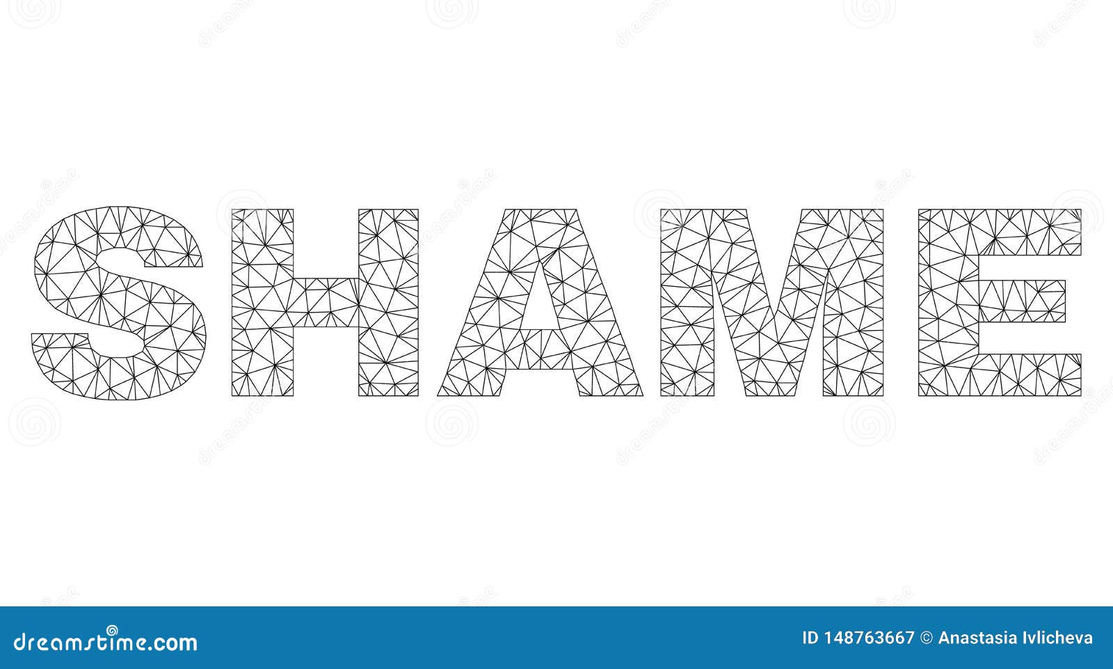 Polygonal 2D SHAME Text Label Stock Vector - Illustration of mesh ...