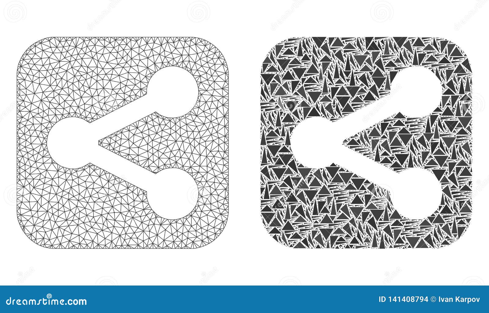 Polygonal Network Mesh Share and Mosaic Icon Stock Vector ...