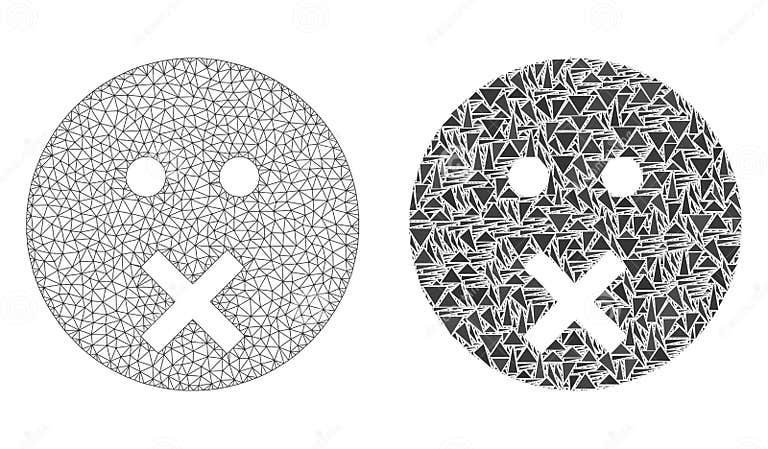Polygonal 2D Mesh Silence Smiley and Mosaic Icon Stock Vector ...