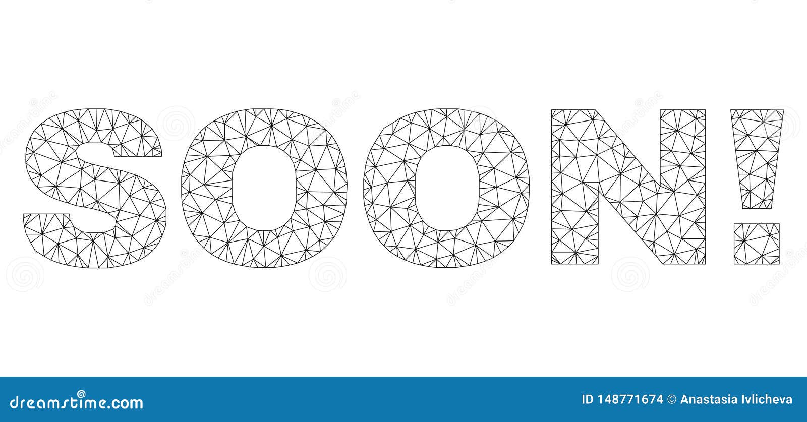 Polygonal Wire Frame SOON! Text Tag Stock Vector - Illustration of ...