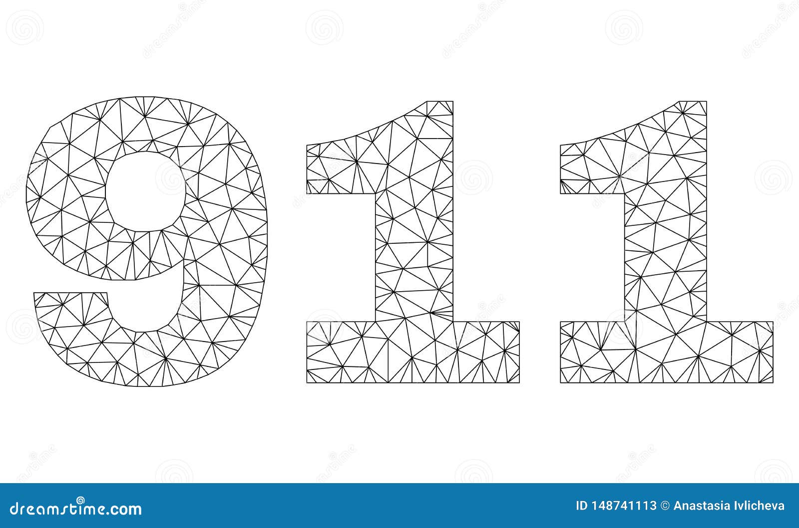 Polygonal 2D 911 Text Label Stock Vector - Illustration of mesh ...