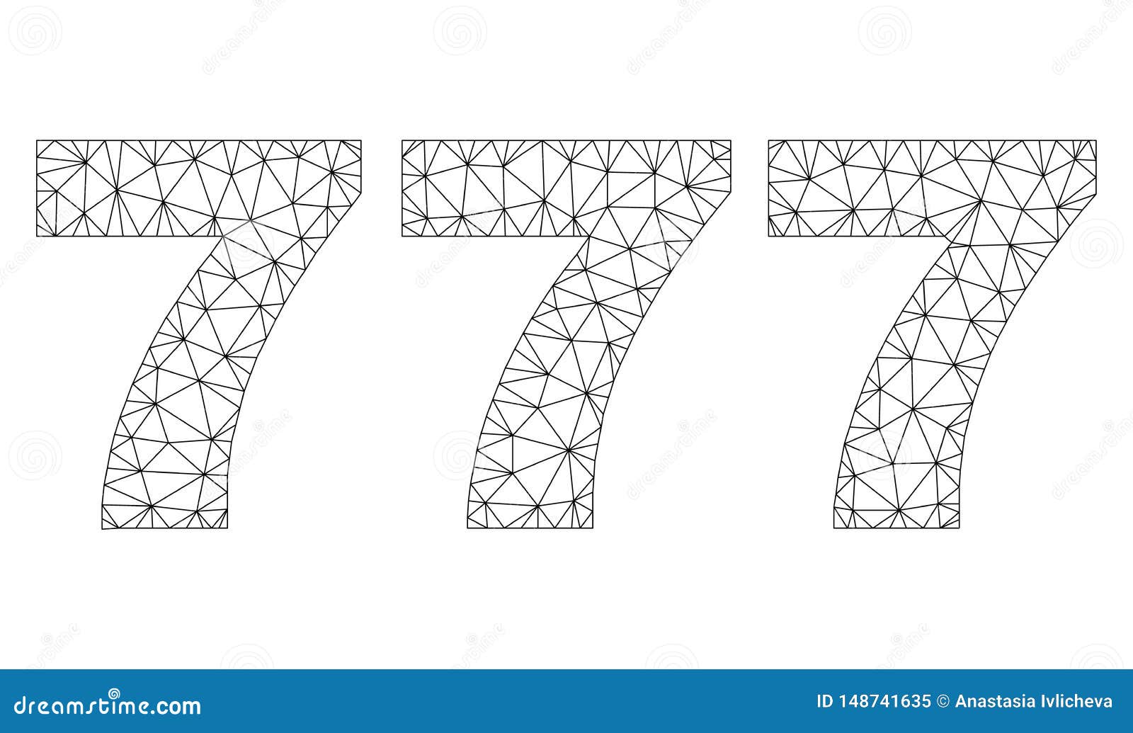 Polygonal Carcass 777 Text Caption Stock Vector - Illustration of ...