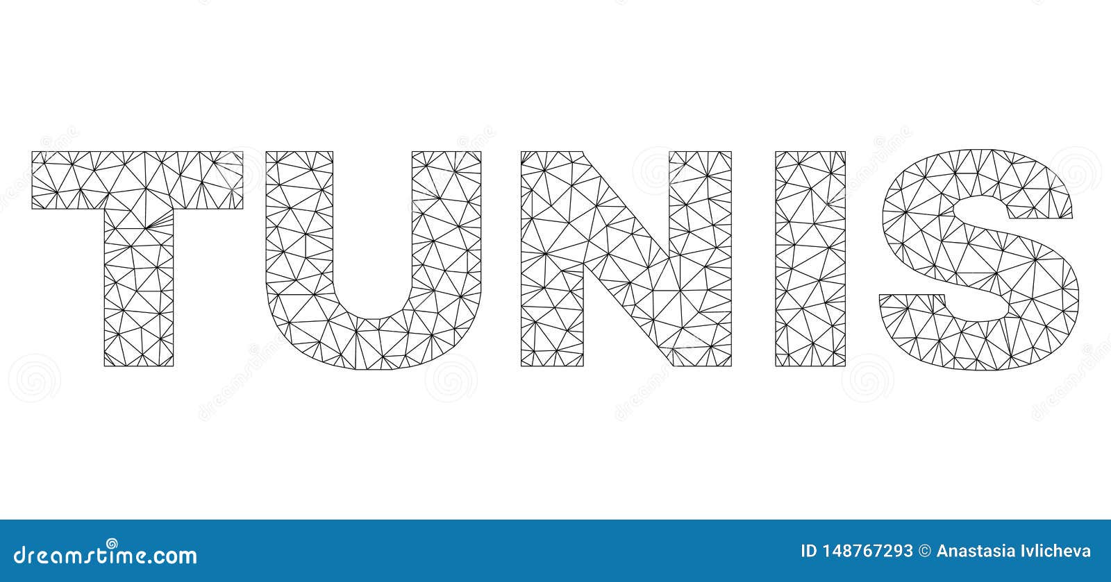 Polygonal Carcass TUNIS Text Tag Stock Vector - Illustration of ...