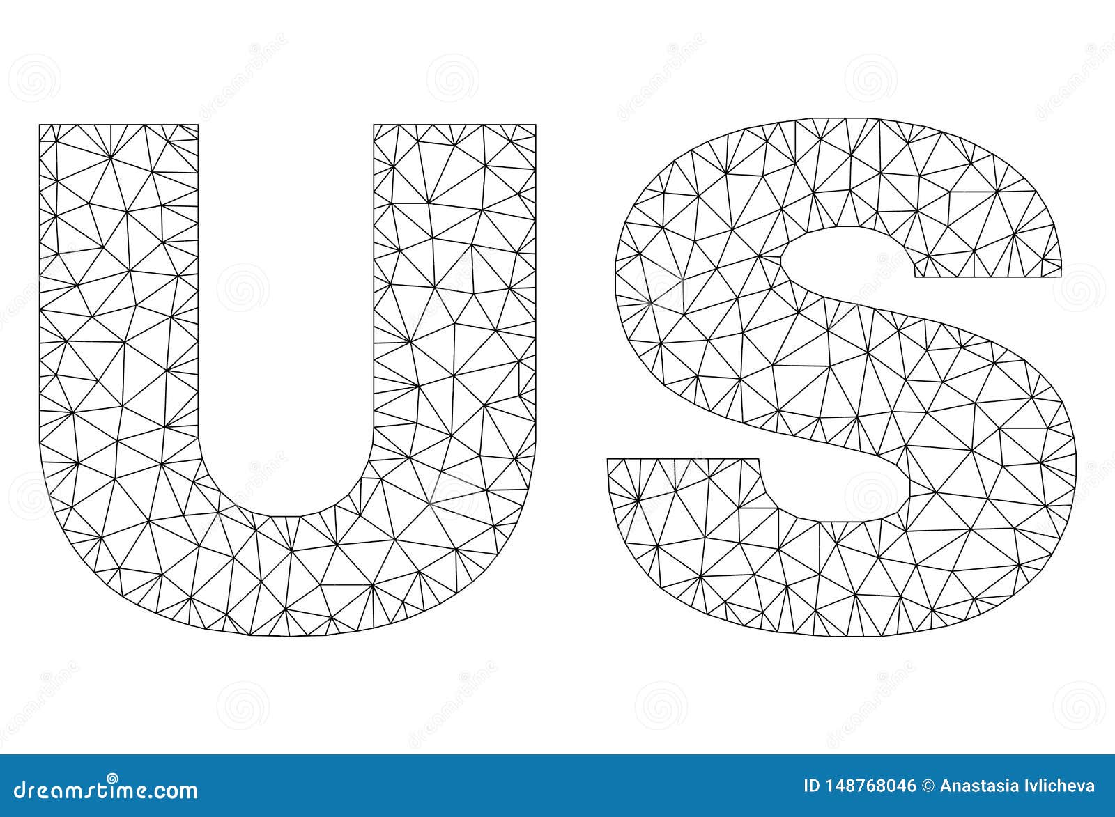 Polygonal Carcass US Text Label Stock Vector - Illustration of caption ...
