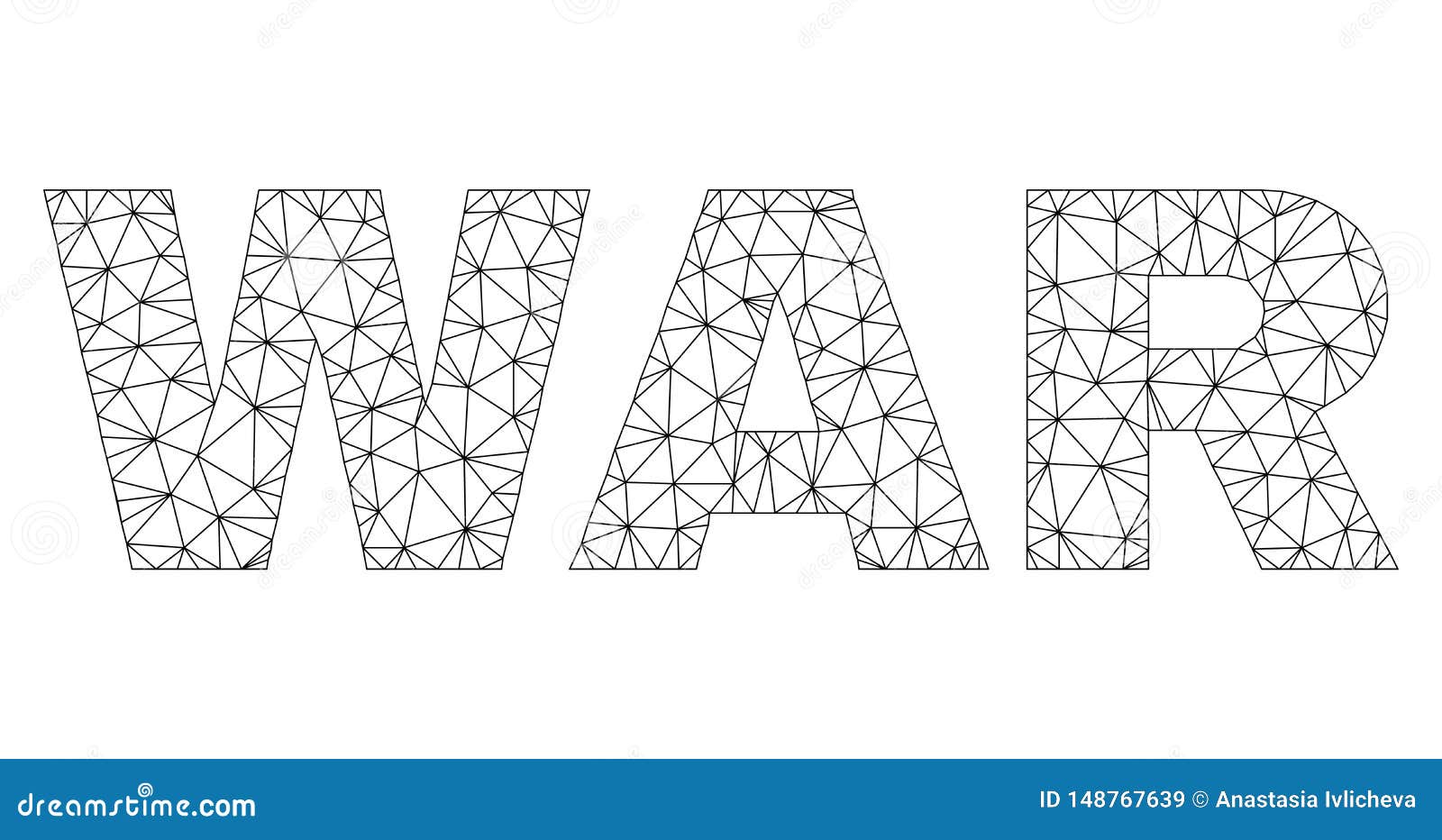 Polygonal Carcass WAR Text Tag Stock Vector - Illustration of combined ...