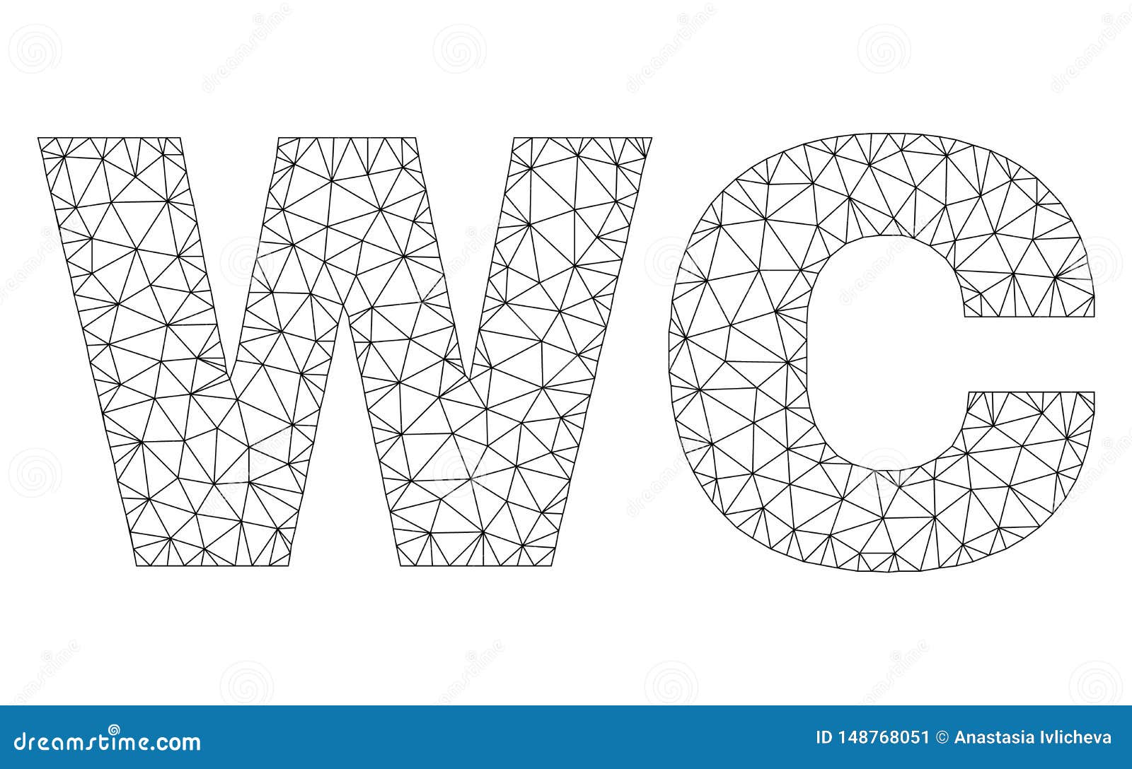 Polygonal Mesh WC Text Label Stock Vector - Illustration of poly ...