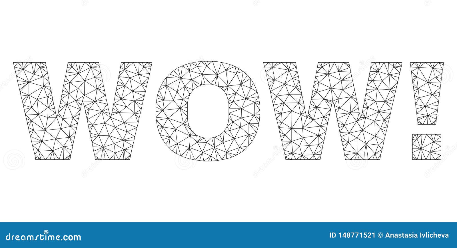 Polygonal Carcass WOW! Text Caption Stock Vector - Illustration of ...