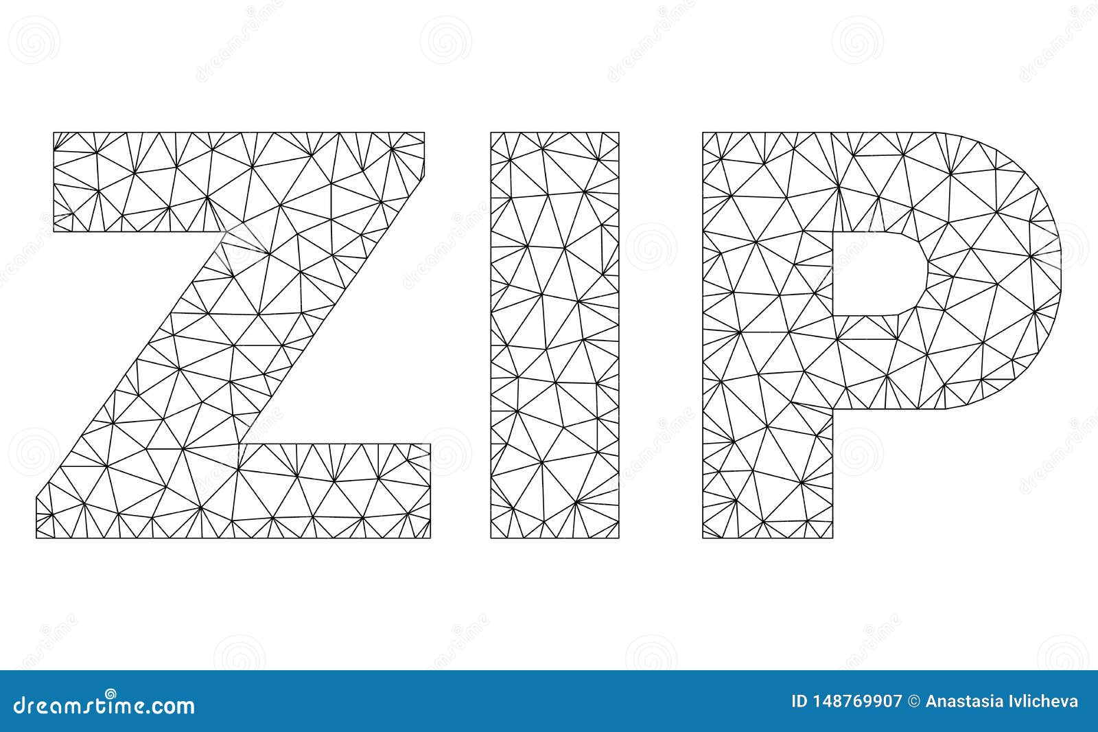 Polygonal Carcass ZIP Text Caption Stock Vector - Illustration of ...