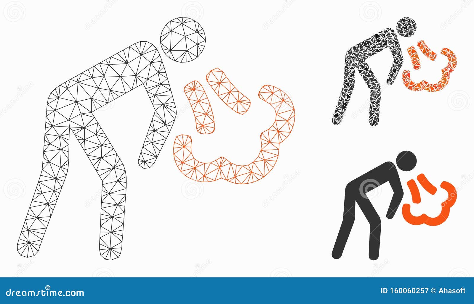 Vomiting Vector Mesh Wire Frame Model and Triangle Mosaic Icon Stock ...