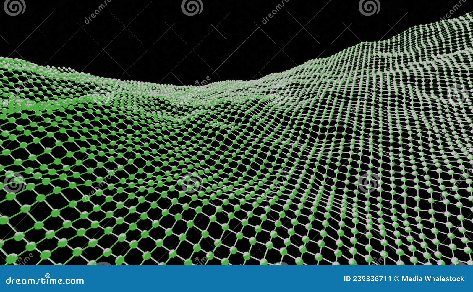 Mesh Wavy Surface Moves on Black Background. Design. Virtual Surface ...