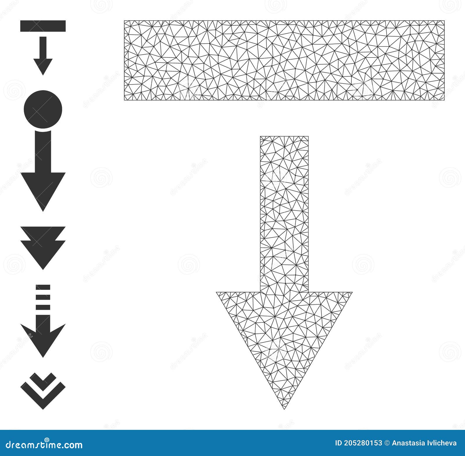 Polygonal Mesh Pull Down Icon with Simple Glyphs Stock Vector ...