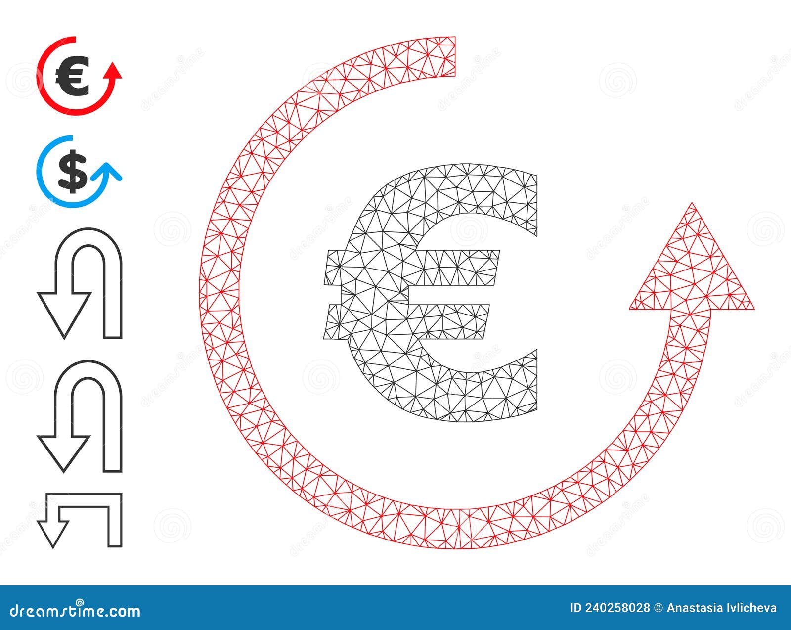 Mesh Wireframe Euro Refund Icon Stock Vector - Illustration of remove ...