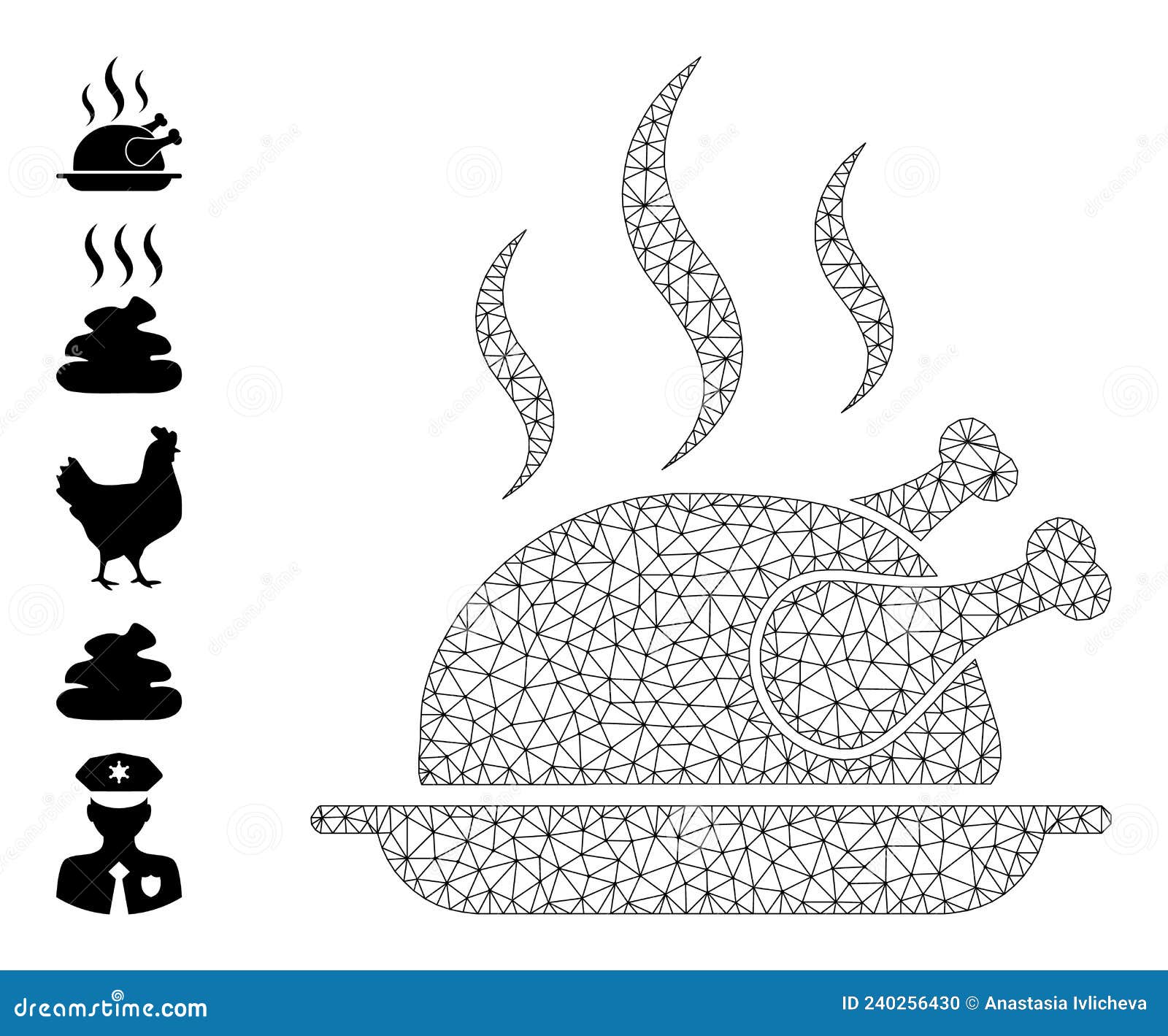 Mesh Wireframe Fried Chicken Aroma Icon Stock Vector - Illustration of ...
