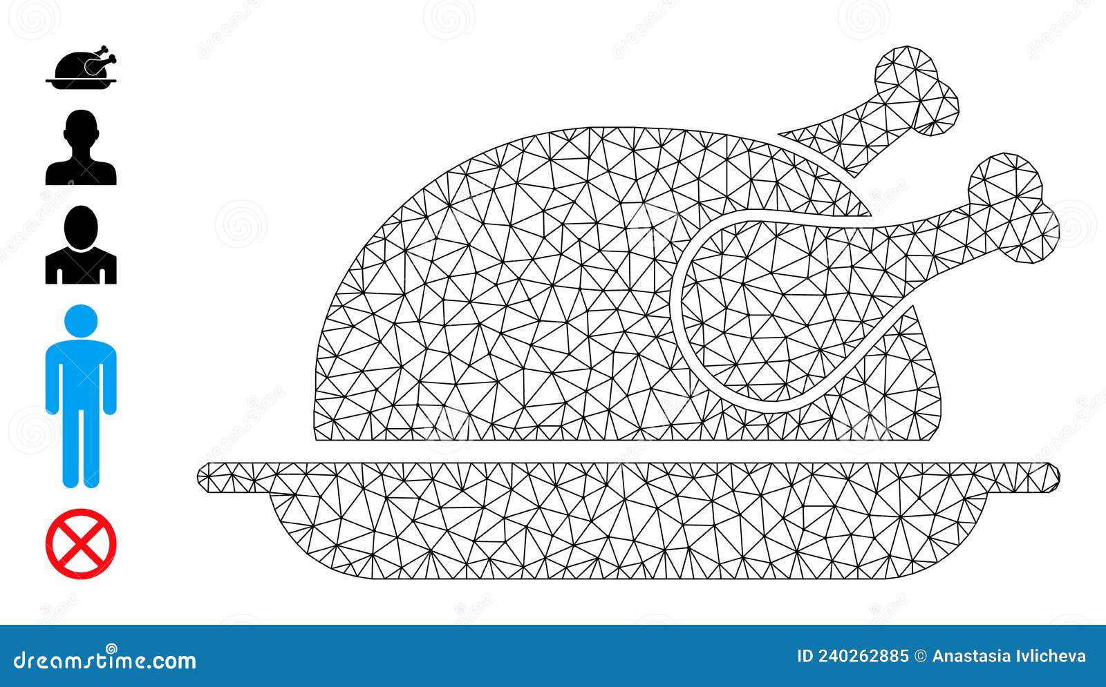 Mesh Wireframe Fried Chicken Dish Icon Stock Vector - Illustration of ...