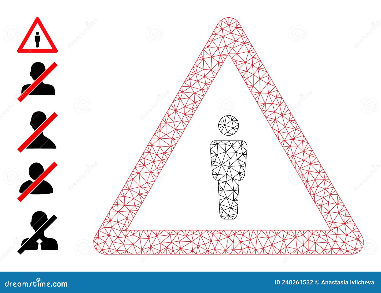 Mesh Wireframe Human Warning Icon Stock Vector - Illustration of ...