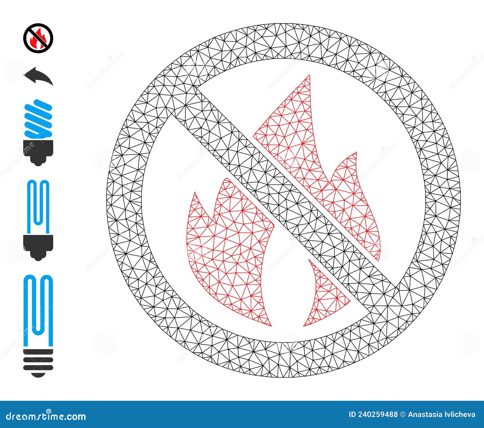 Stop Fire Icon. Prohibition Open Flame Symbol Cartoon Vector ...