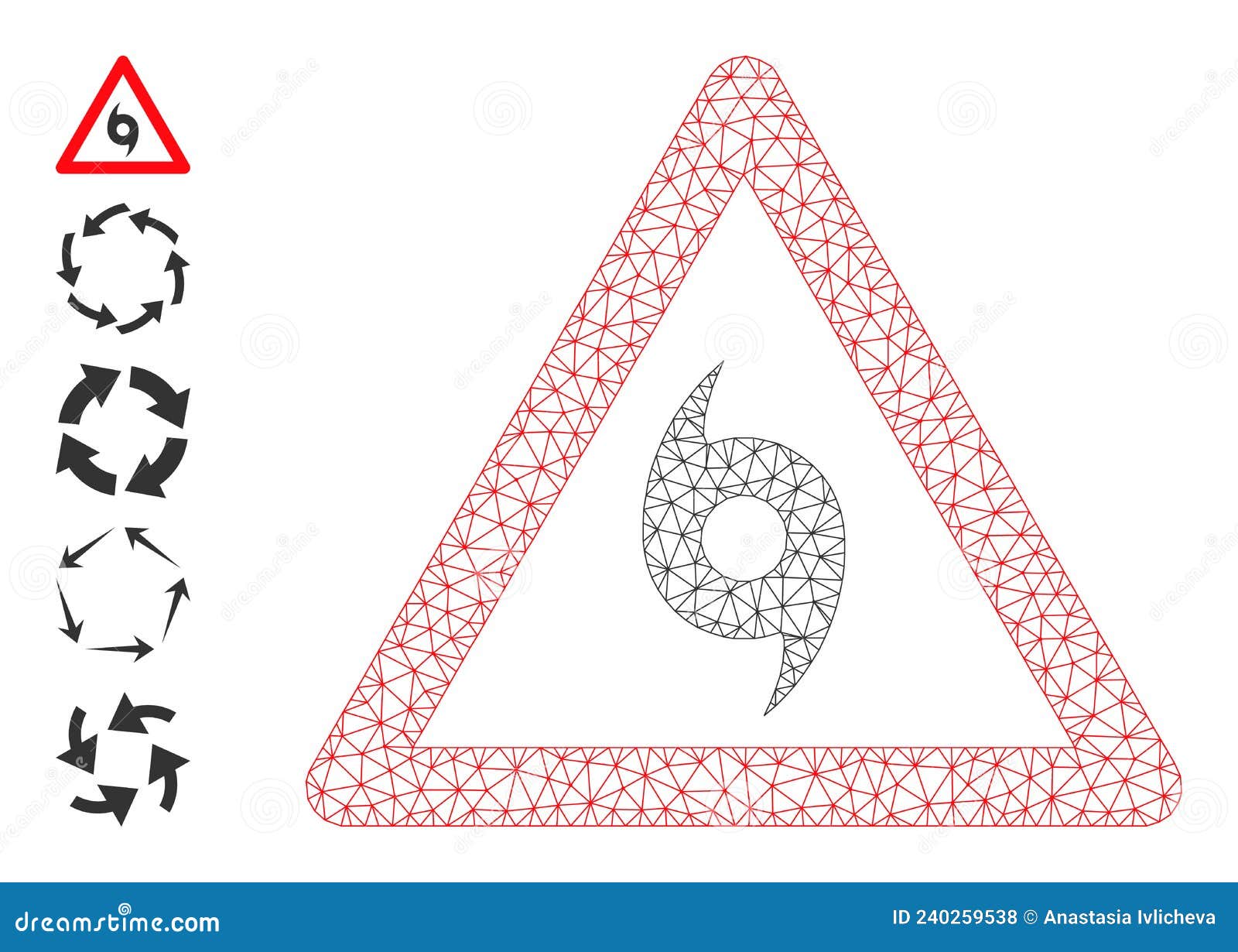 Mesh Wireframe Storm Whirlpool Warning Icon Stock Vector - Illustration ...