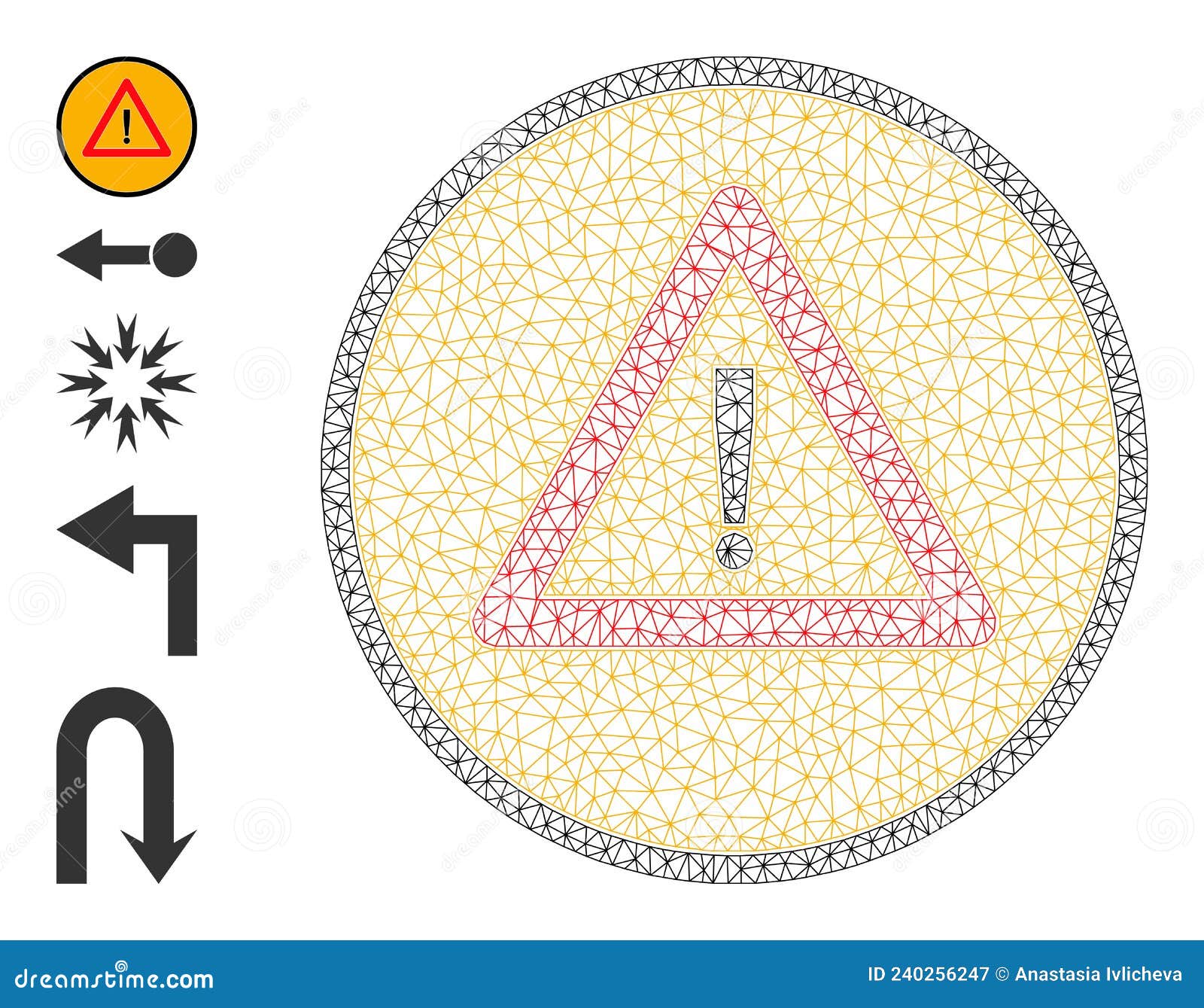 Mesh Wireframe Warning Sign Icon Stock Vector - Illustration of failure ...