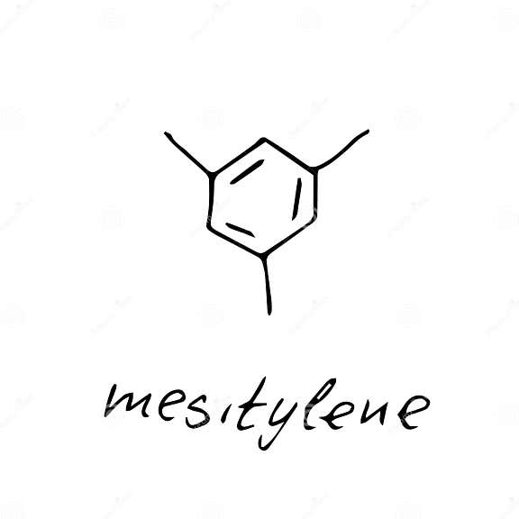 Mesitylene Molecule Formula. Hand Drawn Imitation of Mesitylene ...