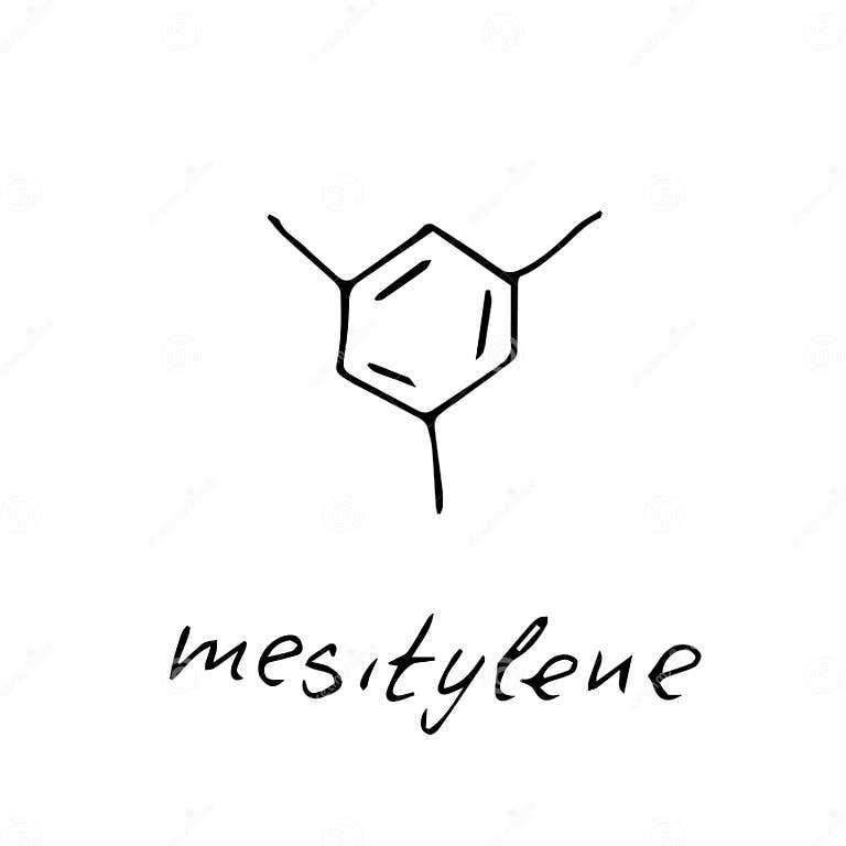 Mesitylene Molecule Formula. Hand Drawn Imitation of Mesitylene ...