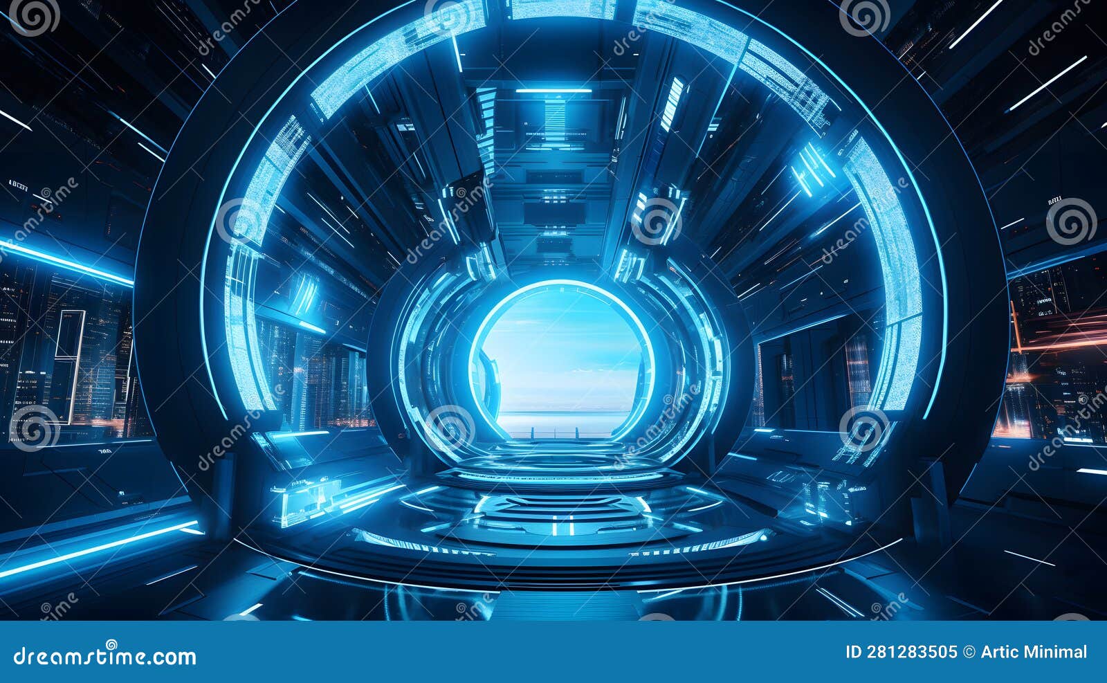 Mesmerising Blue-Themed Technology Hall with Advanced Equipment System ...