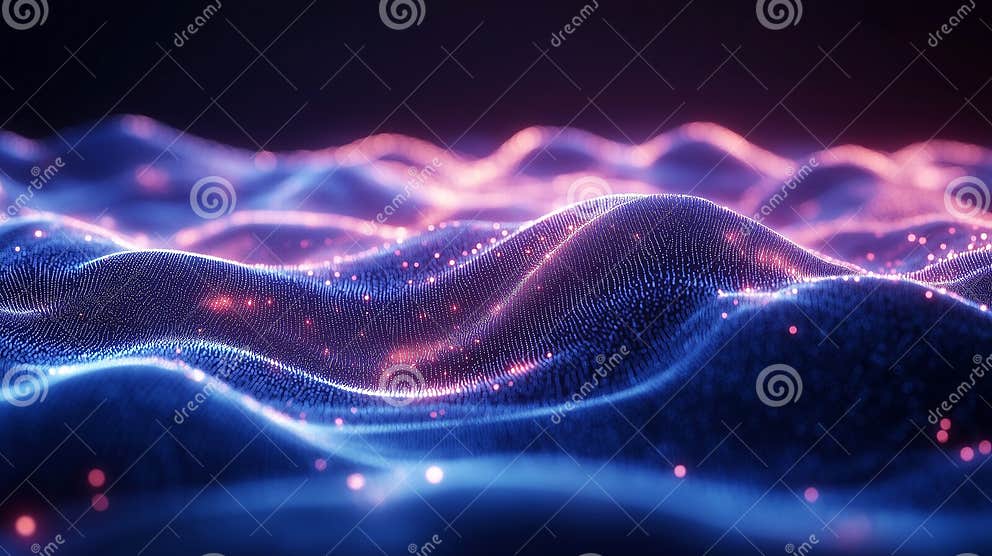 Futuristic Abstract Representation of Glowing Digital Data Waves ...