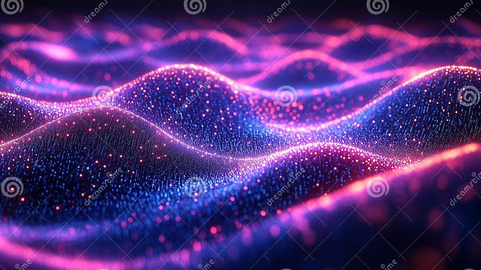 Futuristic Abstract Representation of Glowing Digital Data Waves ...