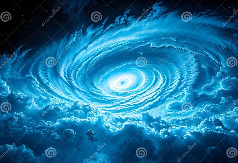 A Swirling Vortex of Clouds with a Bright White Light in the Center ...