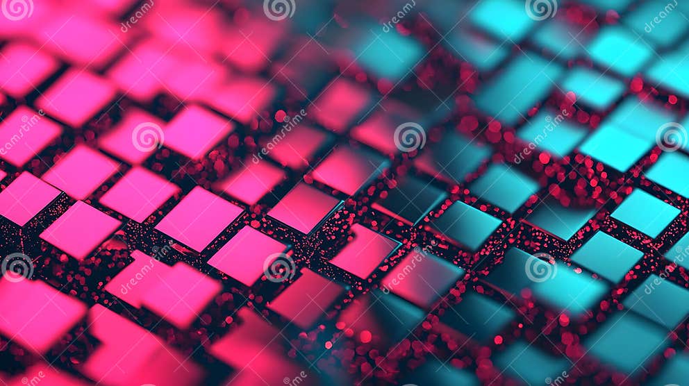 Mesmerizing Abstract Pattern of Pink and Teal Squares for Quantum ...
