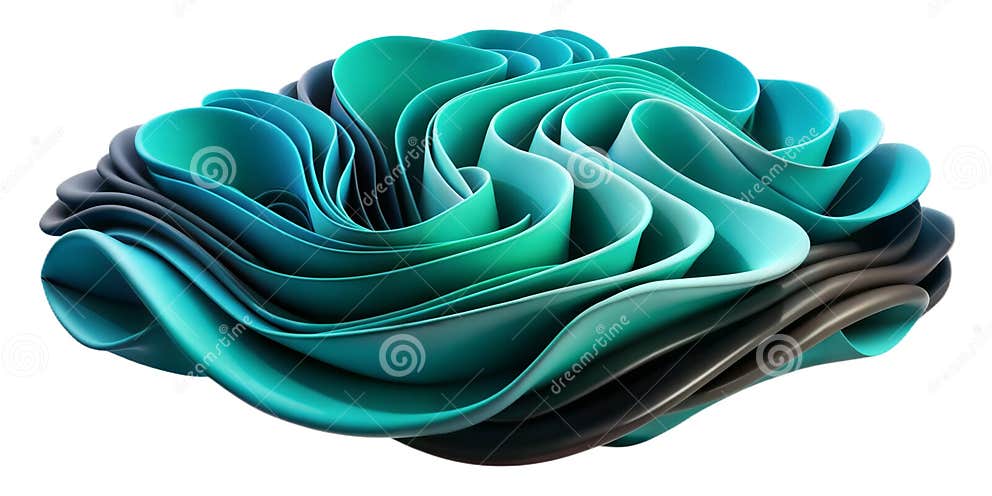 A Mesmerizing Abstract Sculpture with Flowing Teal and Black Ribbons ...