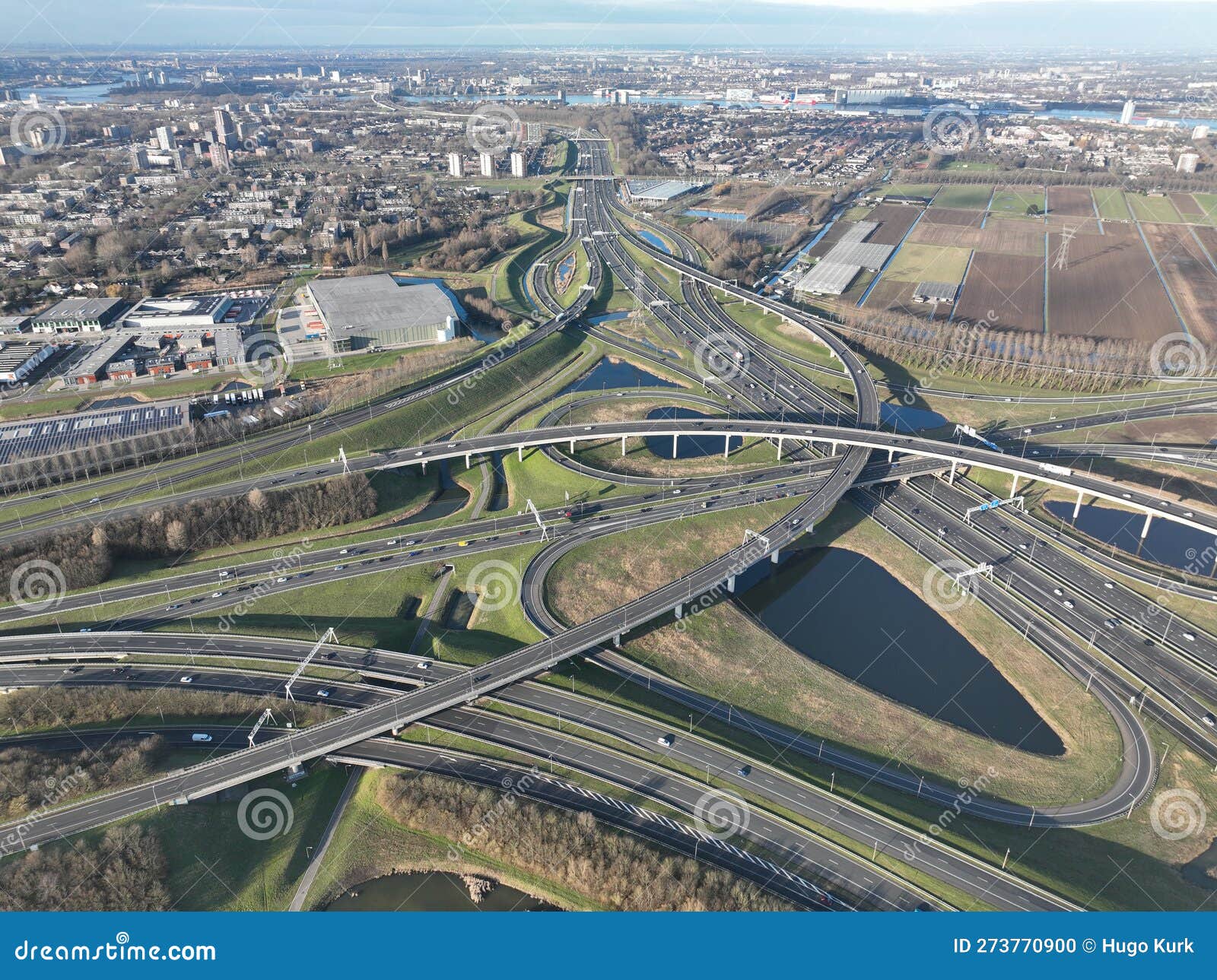 A Mesmerizing Aerial Drone Video of a Bustling Highway Multilevel ...