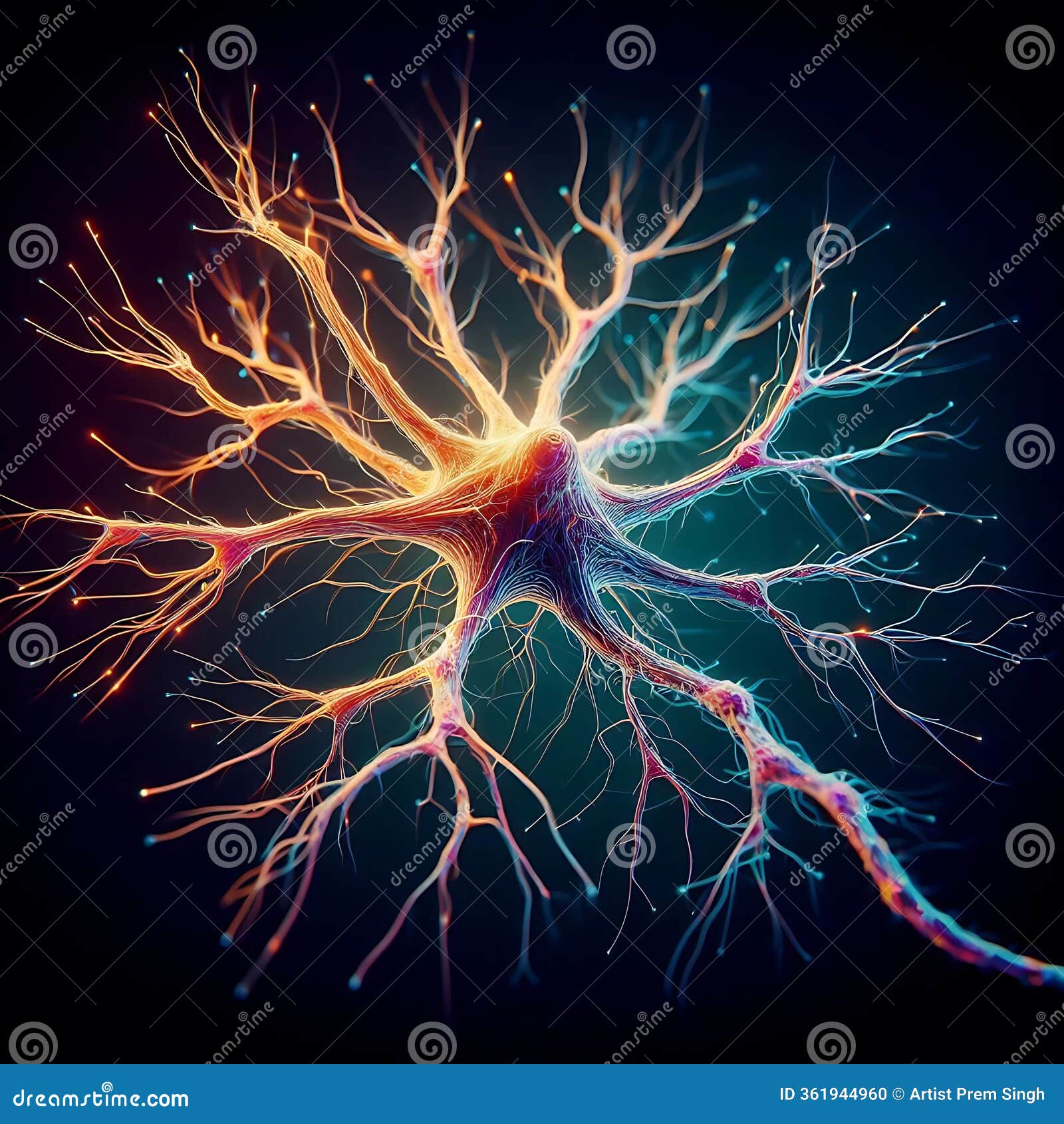 AI-Generated Illustration of an Abstract Neuron with Electric Synapses ...