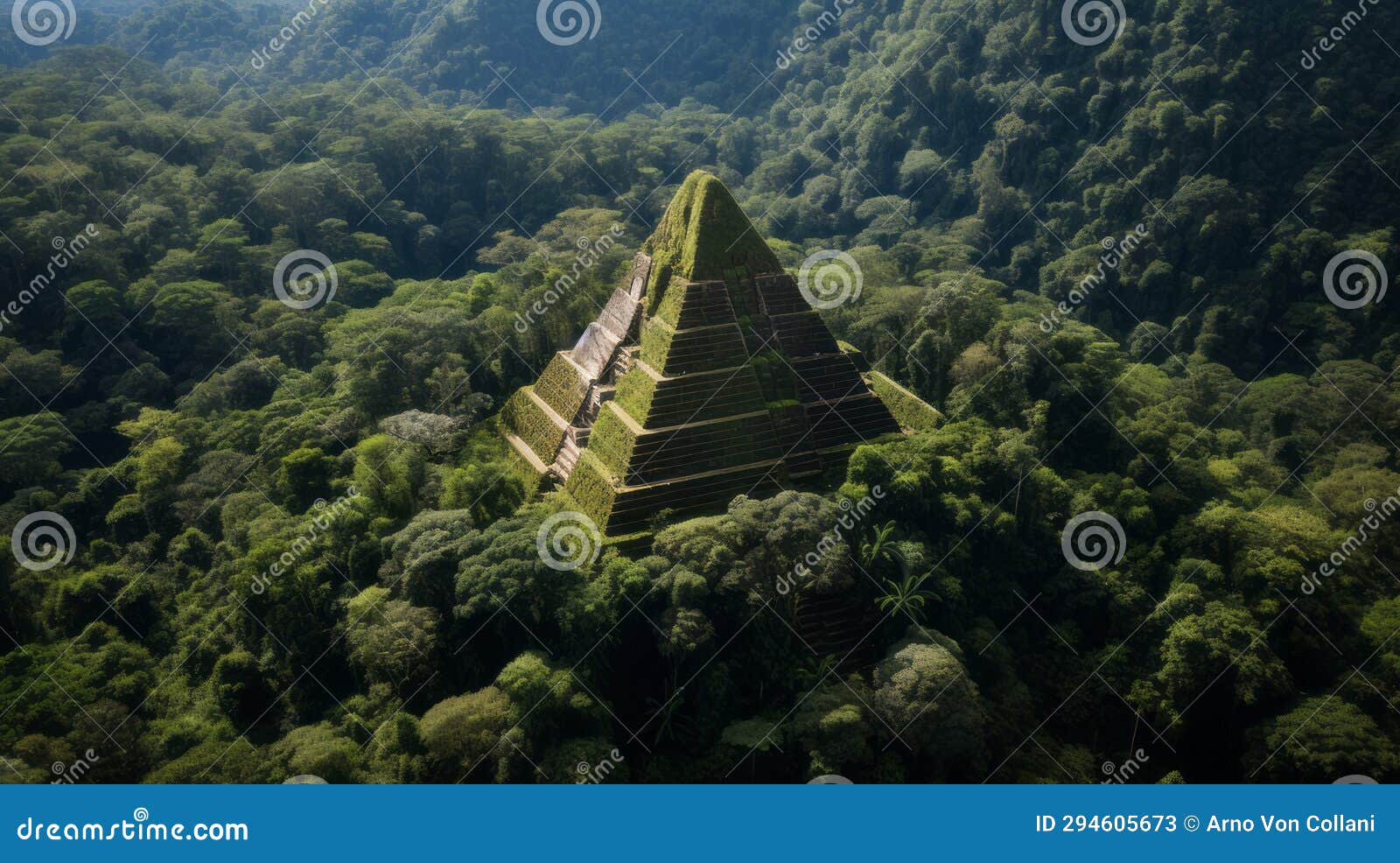 Aerial View of Enigmatic Inca Pyramid Overgrown in Lush Rainforest ...