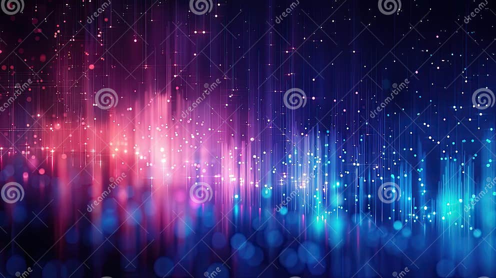Illuminated Data Visualization Displaying Horizontal Light Columns ...