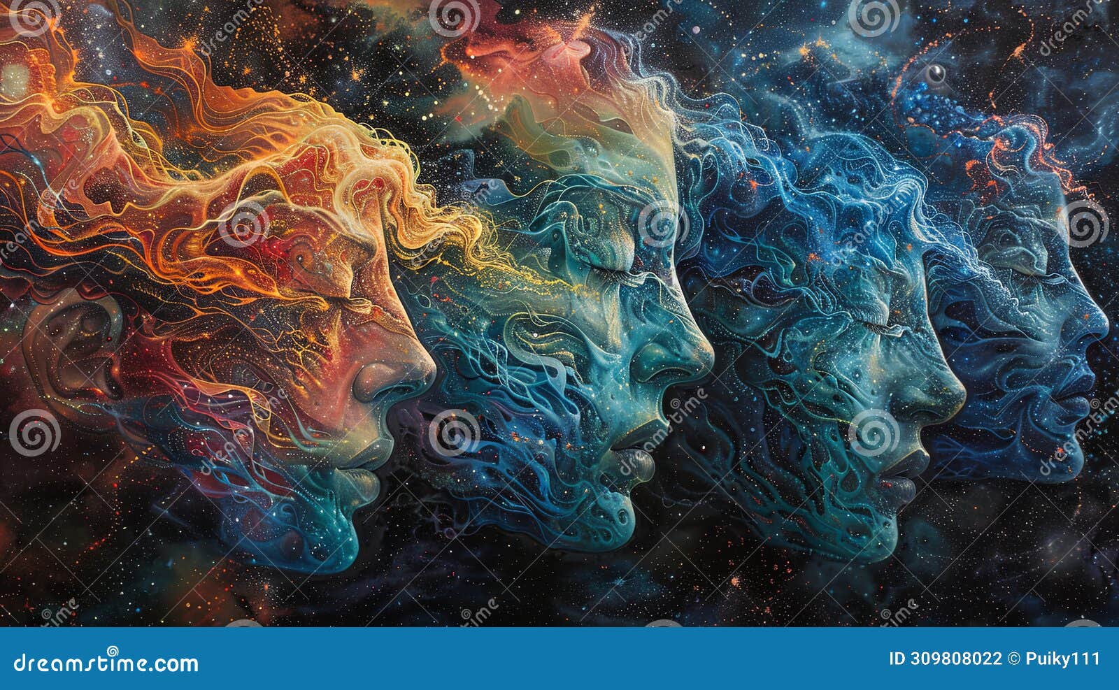 A Mesmerizing Artwork Depicting a Series of Faces Flowing into One ...