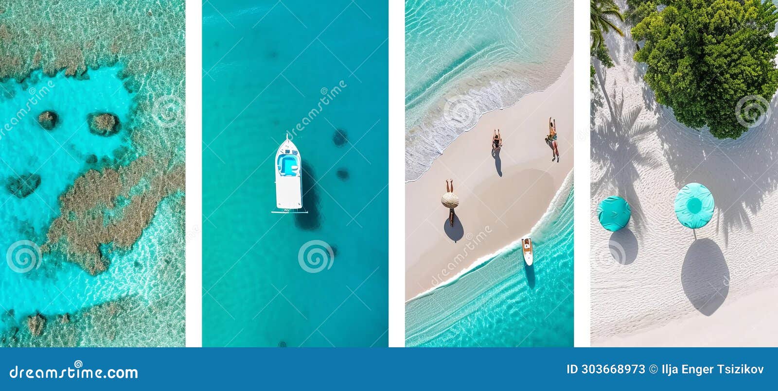 Mesmerizing Beach Collage Featuring Serene Segments Elegantly Divided ...