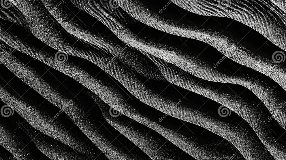 Black and White Sand Texture with Wavy Ridges and Grooves, Resembling ...