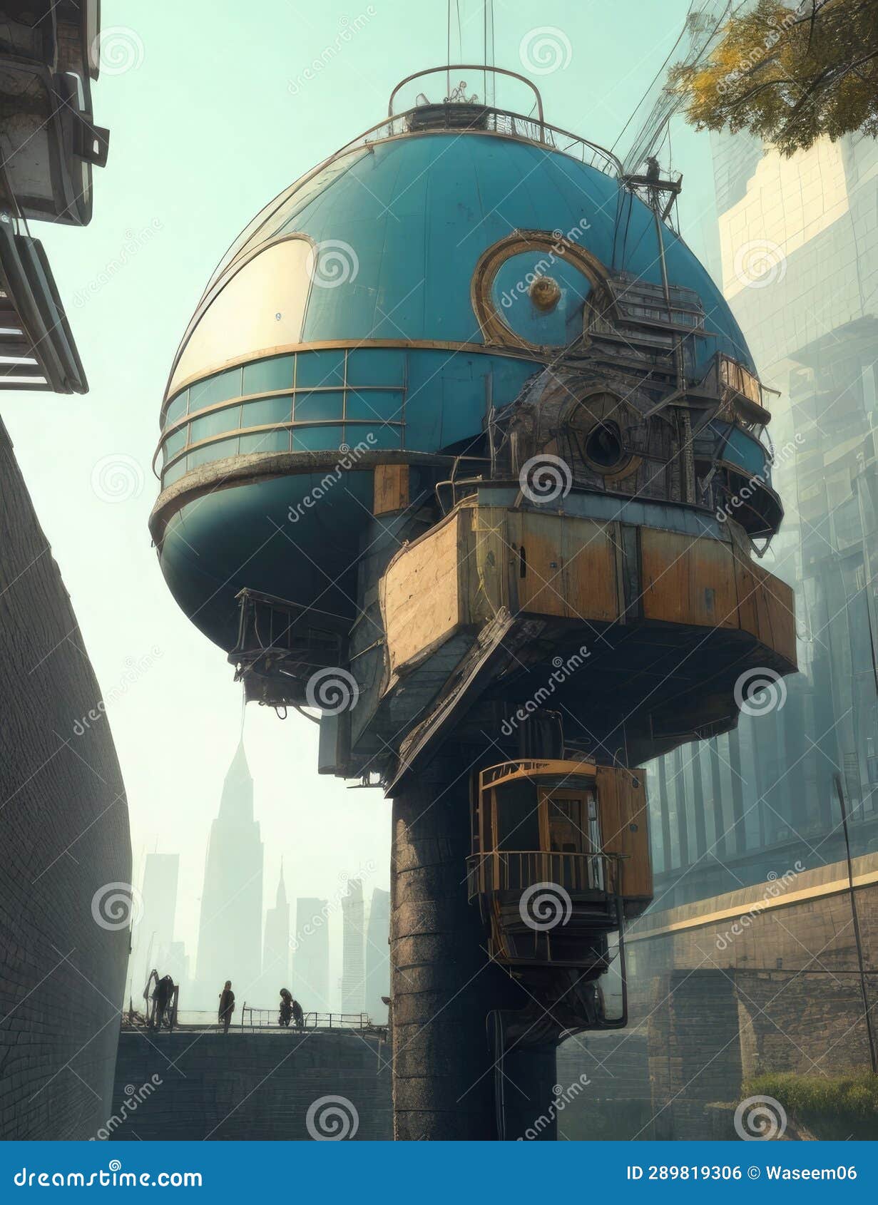 A Large Round Structure with a Blue Dome Stock Photo - Image of light ...