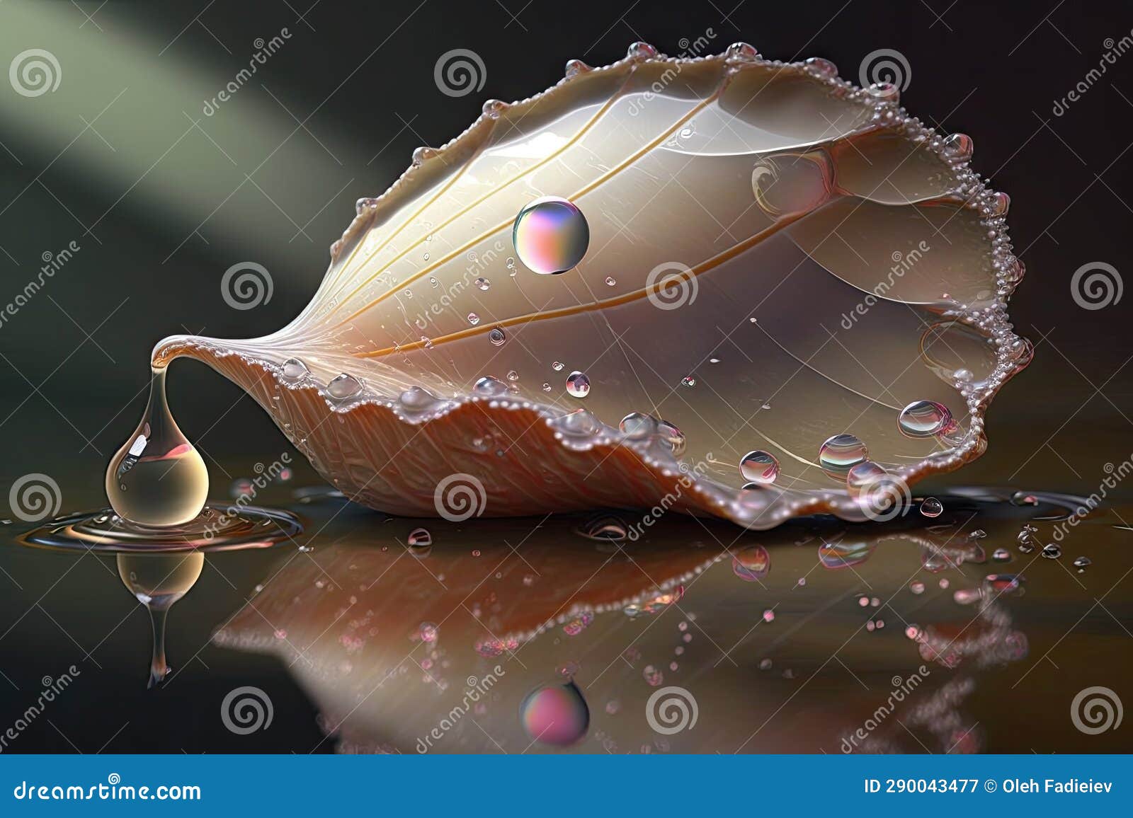Water Drop on a Seashell with Reflection Stock Illustration ...